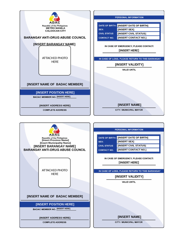 BADAC TEMPLATE - Identification Card Template | PDF