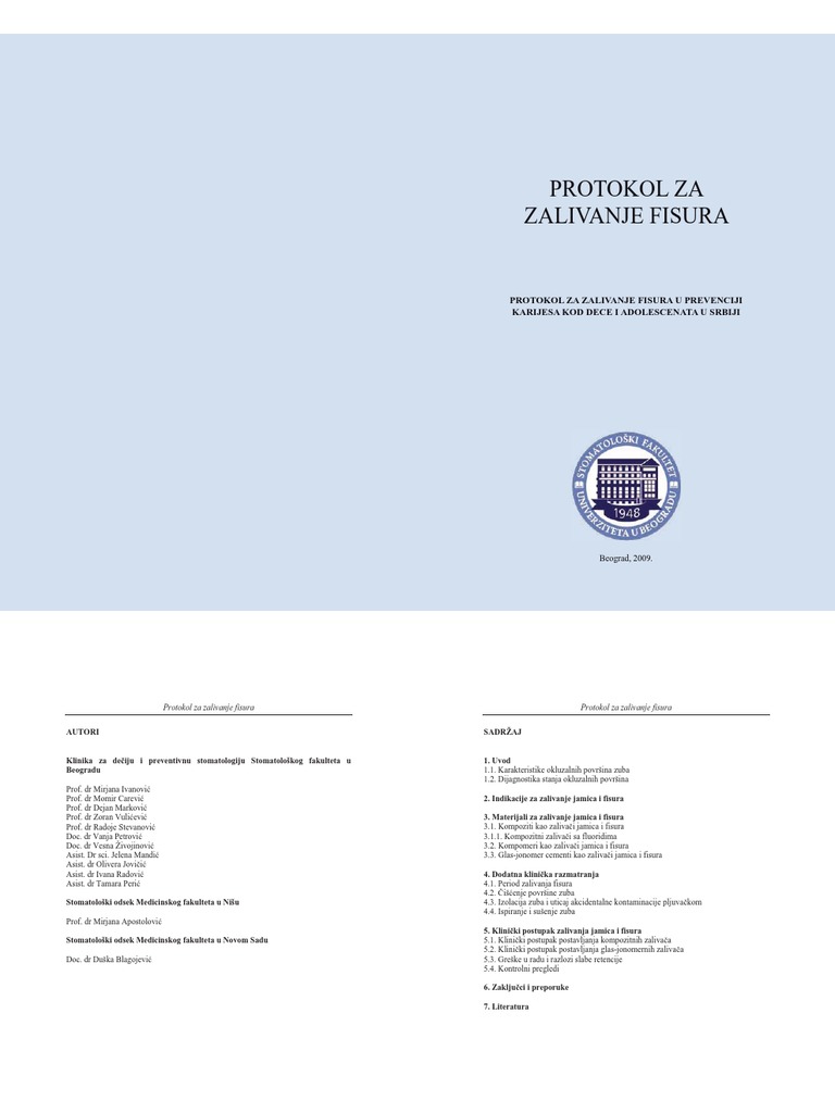 Protokol Za Zalivanje Fisura | PDF
