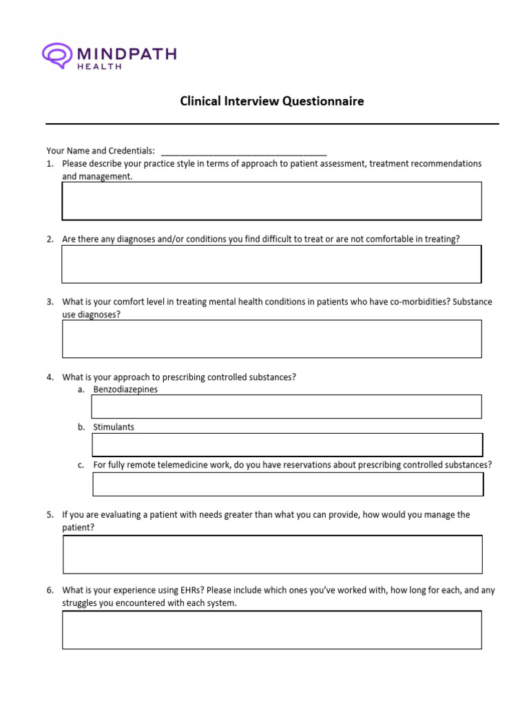 National Prescriber Clinical Engagement Questionnaire | PDF | Health ...