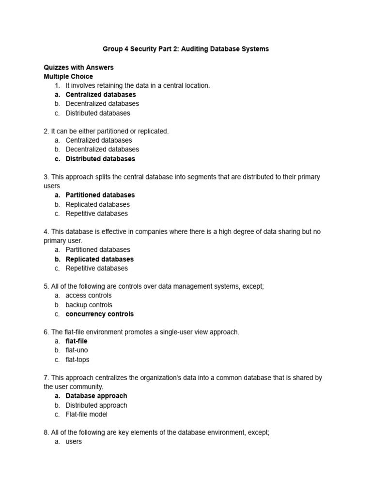 Group 4 - Security Part 2 - Auditing Database-Systems - Villapa, Ceneta, Sister - Quizzes With ...