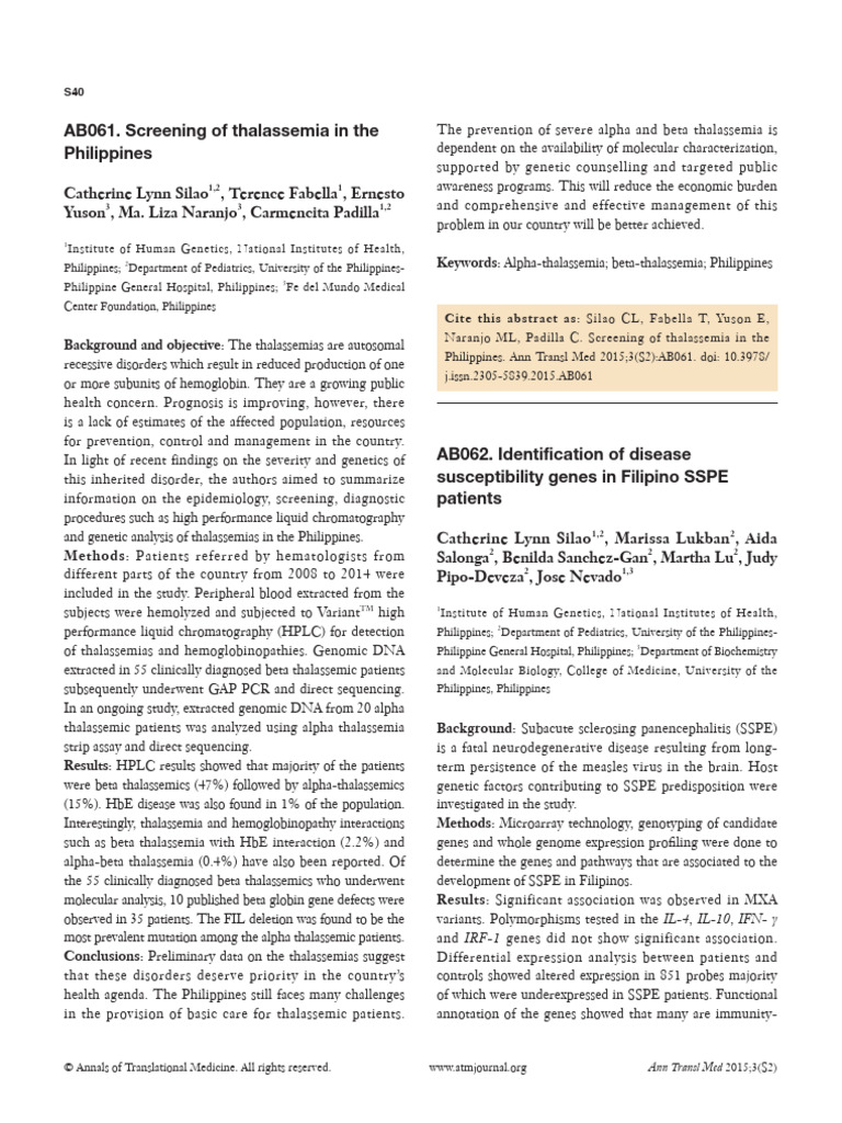 Thalassemia screening ph | PDF | Genetics | Biotechnology