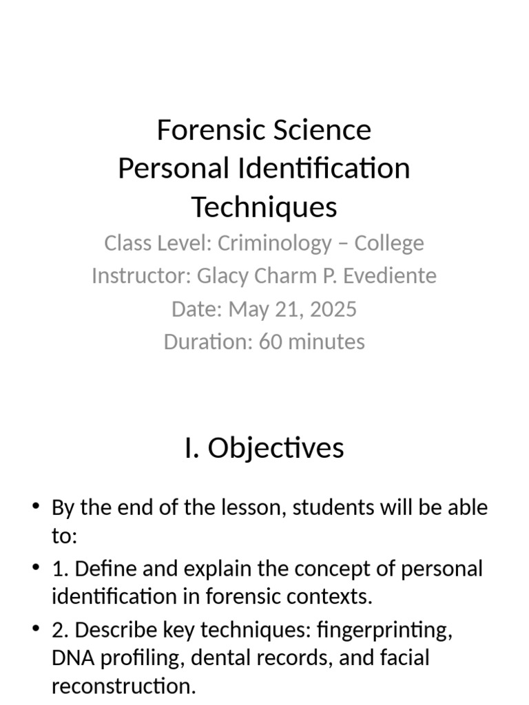 Forensic_Science_Personal_Identification_Lesson | PDF | Forensic ...