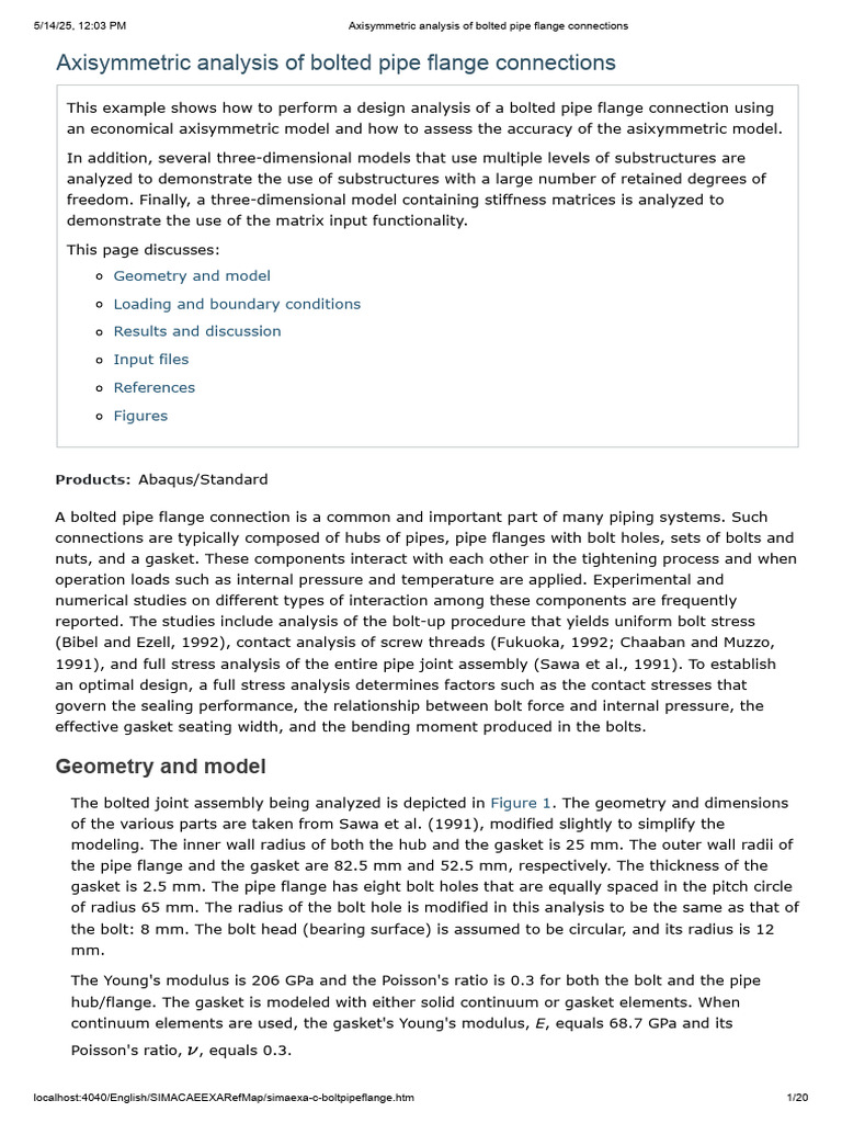 Axisymmetric Analysis of Bolted Pipe Flange Connections | PDF | Stress ...