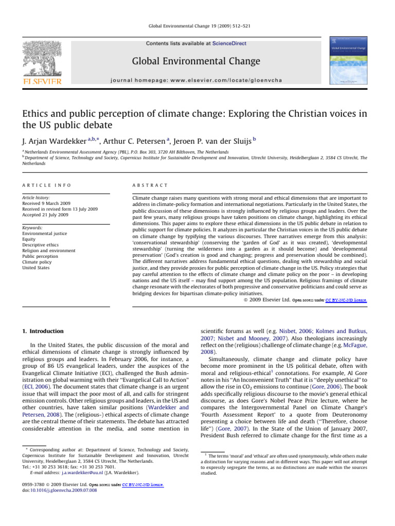 Ethics and Public Perception of Climate Change - Exploring The ...