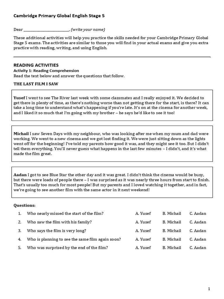 Cambridge Primary Global English Stage 5 Activities | PDF | Grammar ...
