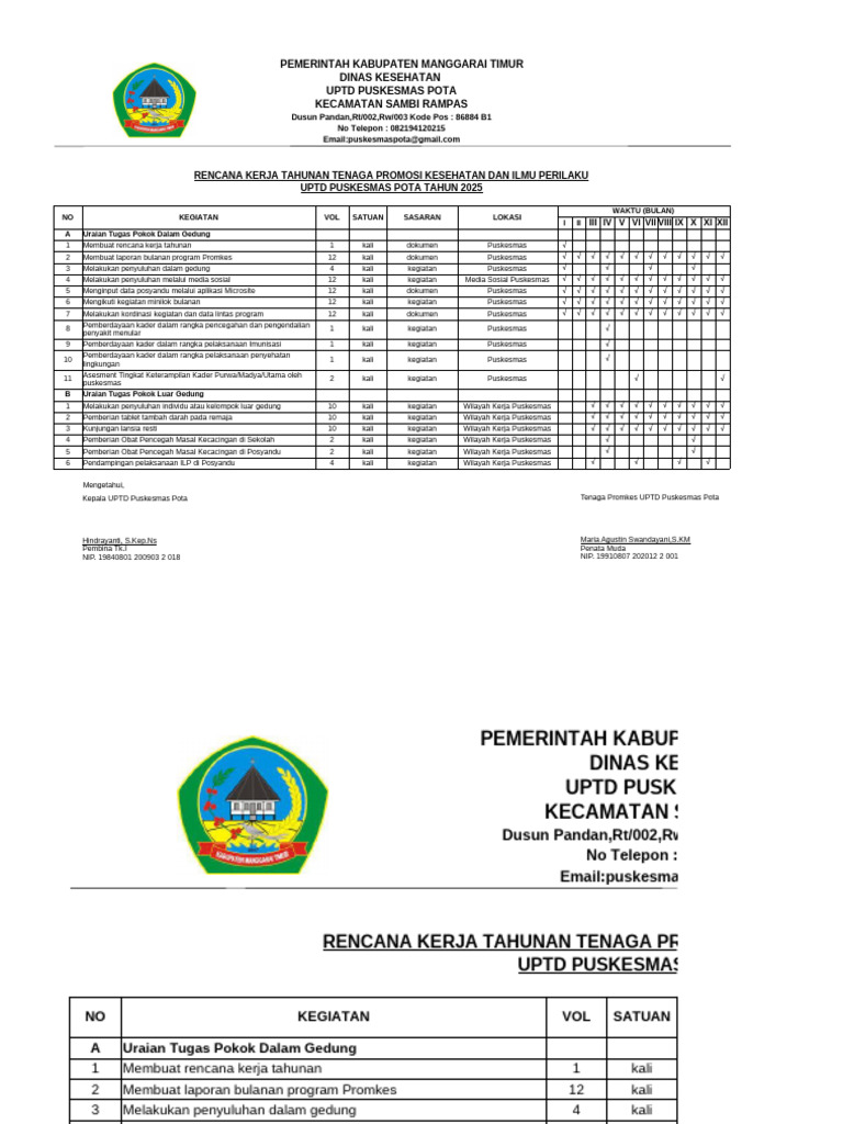 Rencana Kerja Tahunan Promkes | PDF