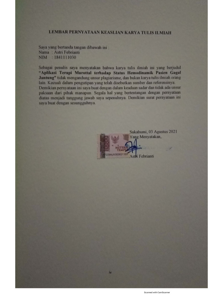 Lembar Pernyataan Bebas Plagiat | PDF