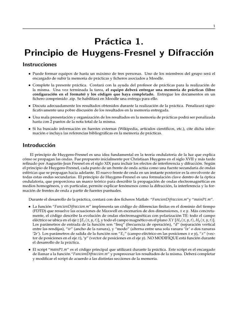 Practica1 HuygensDifraccion | PDF | Difracción | Olas