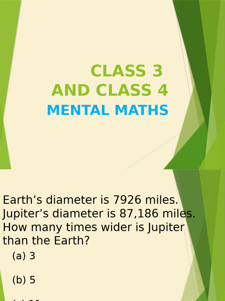 Class 3 Mental Maths Worksheets | PDF
