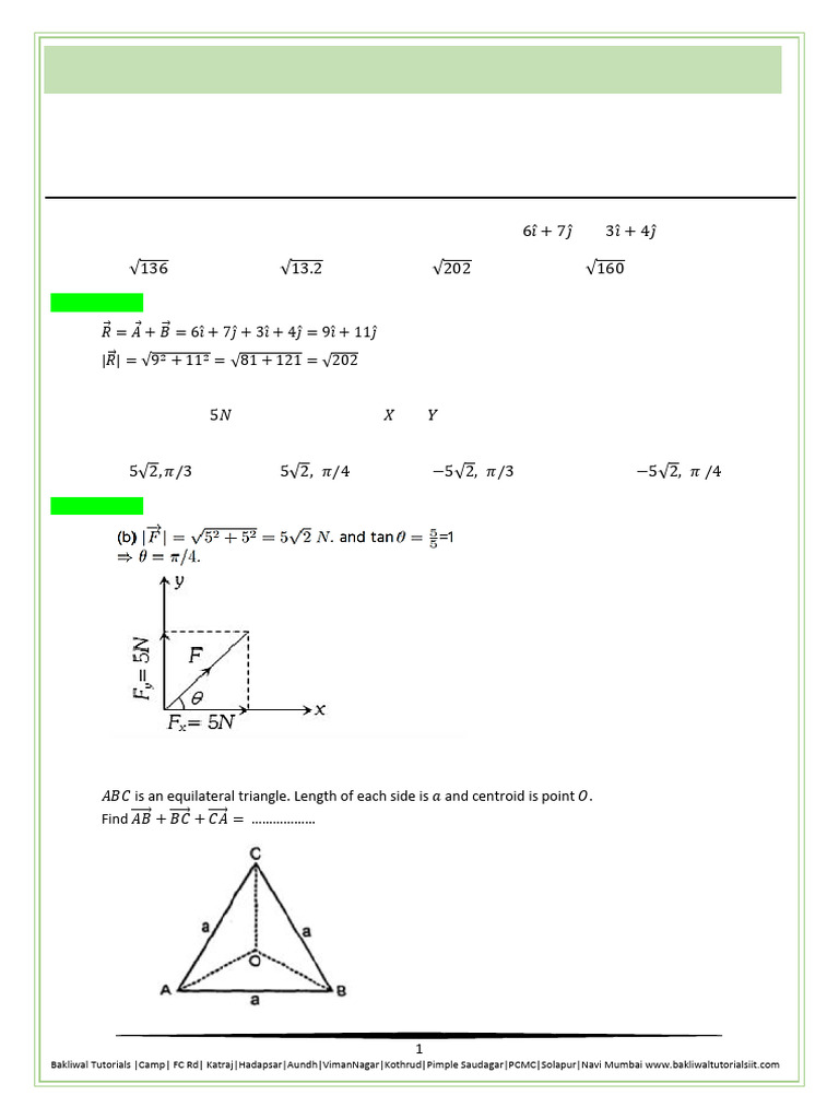 MOT (Mid Orientation Test) PHYSICS | PDF | Euclidean Vector | Force