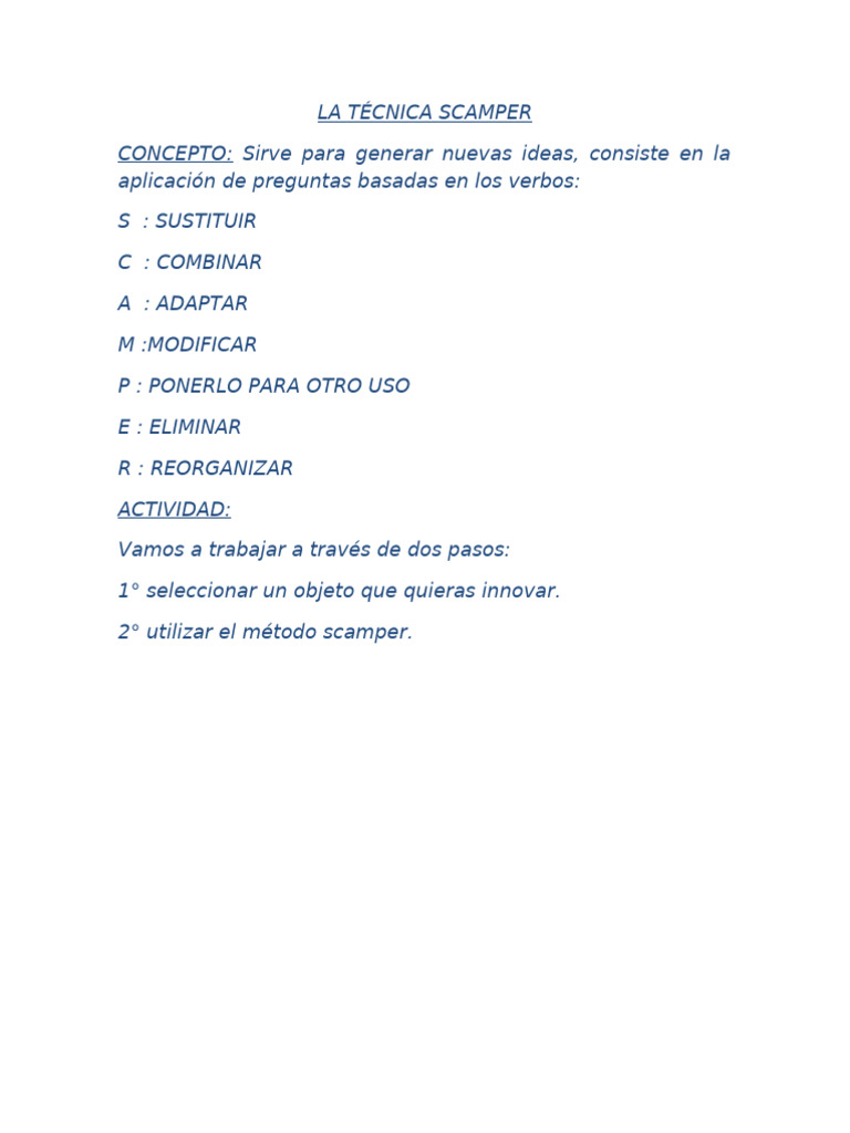 La Técnica Scamper | PDF