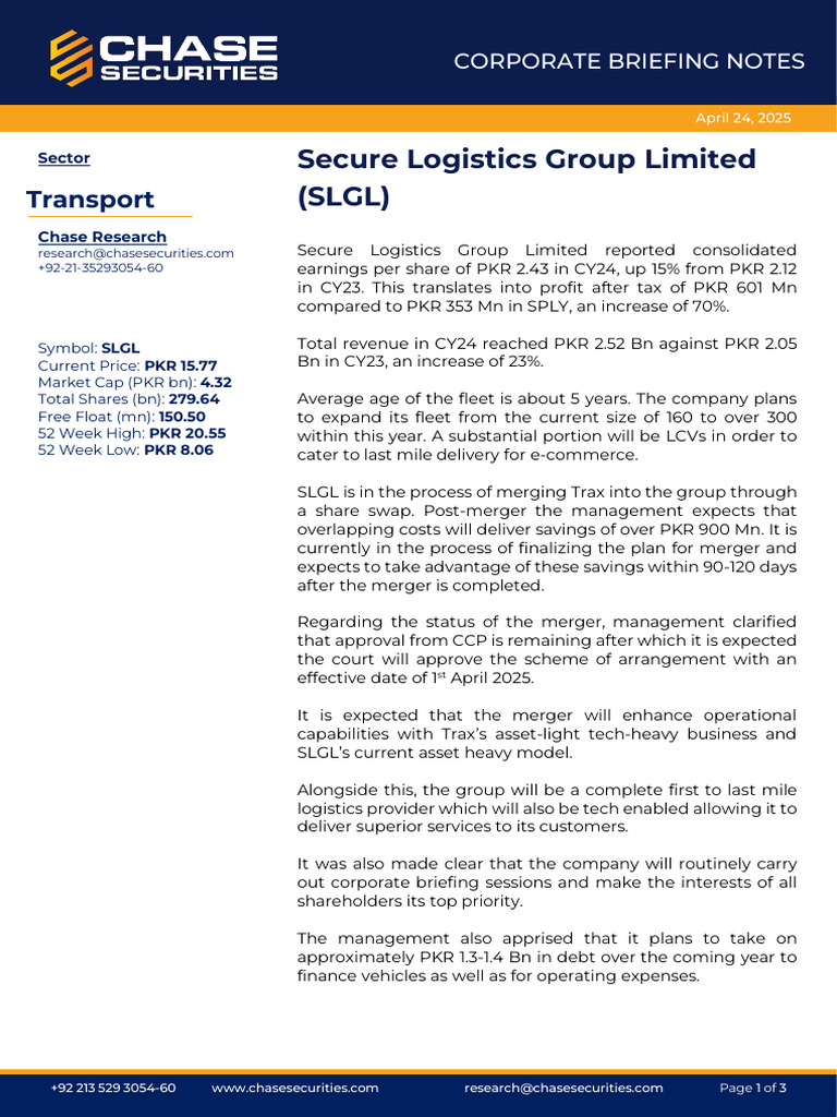 Corporate Briefing Notes - SLGL 24-4-25 | PDF | Taxes | Mergers And ...