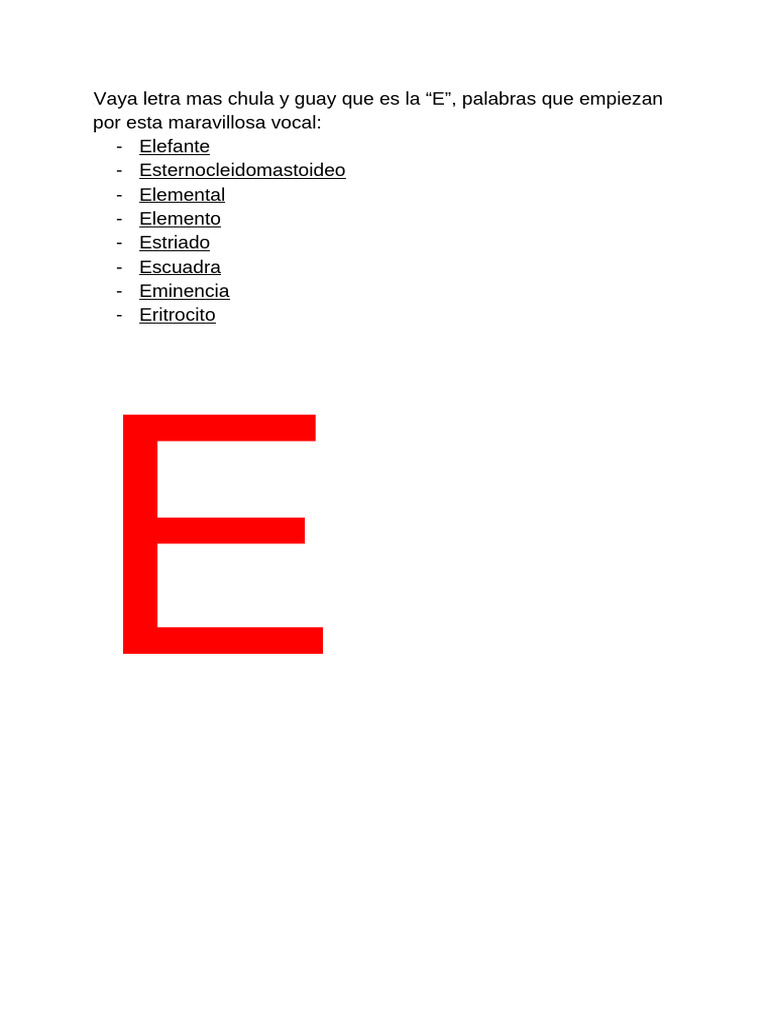 El Abecedario, La E | PDF