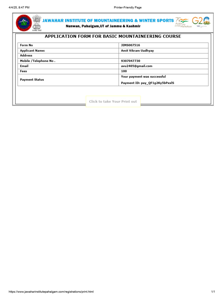 JIM Mountaineering BMC FORM | PDF