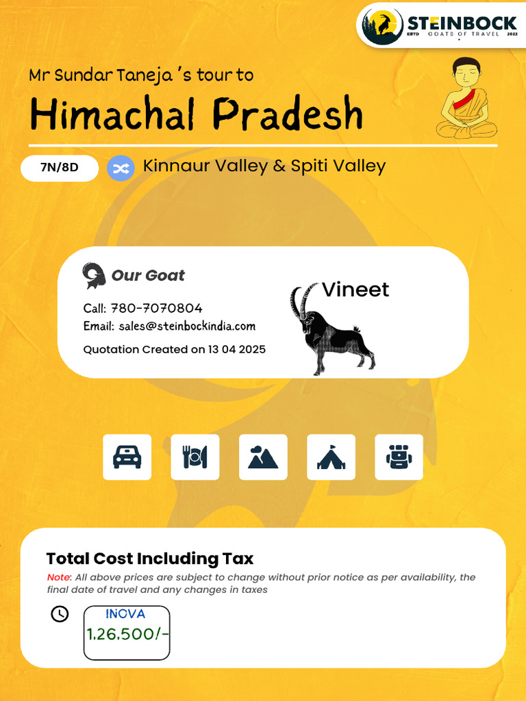 Kharba Villa Nako Tour Itinerary | PDF