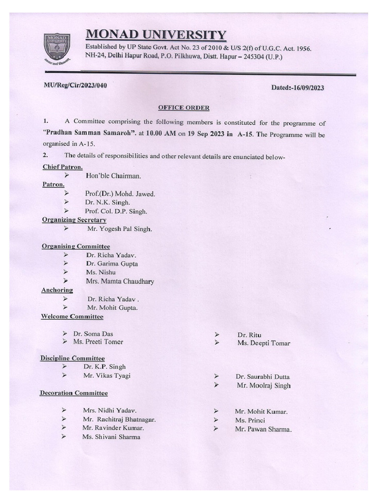 Pradhan Samman Samaroh Programme-2023 | PDF