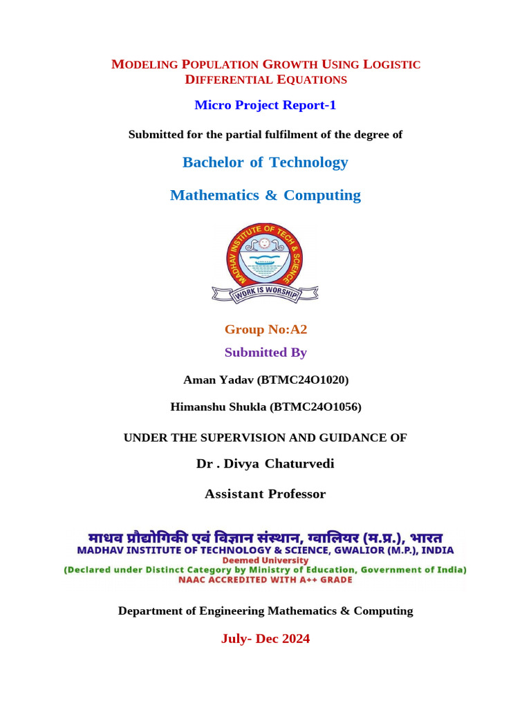 Micro Project File Sem1 (1) (AutoRecovered) | PDF | Logistic Function | Applied Mathematics