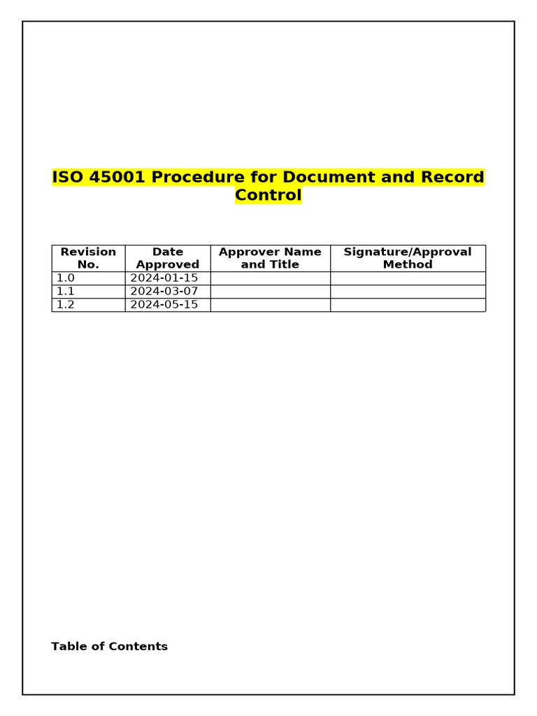 ISO 45001 Document Control Procedure | PDF | Information Security ...