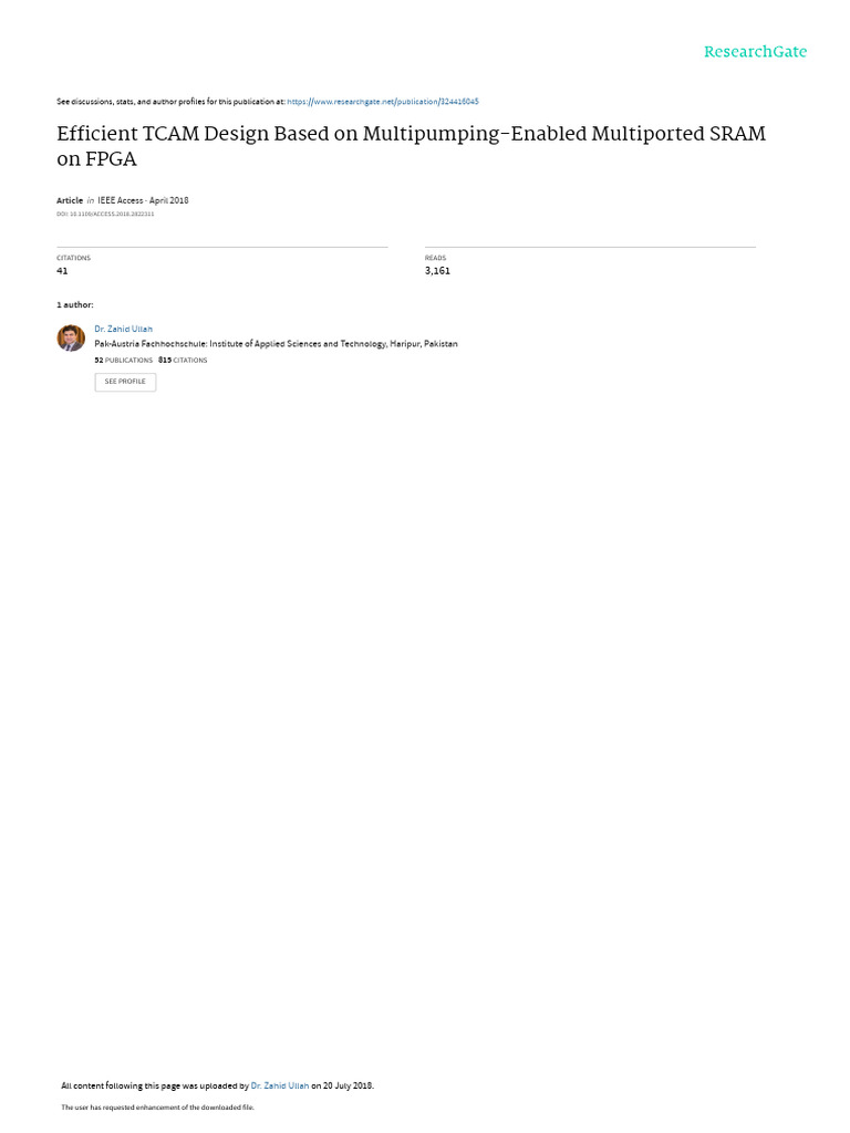 Efficient TCAM Design Based On Multipumping-Enable | PDF | Field Programmable Gate Array ...