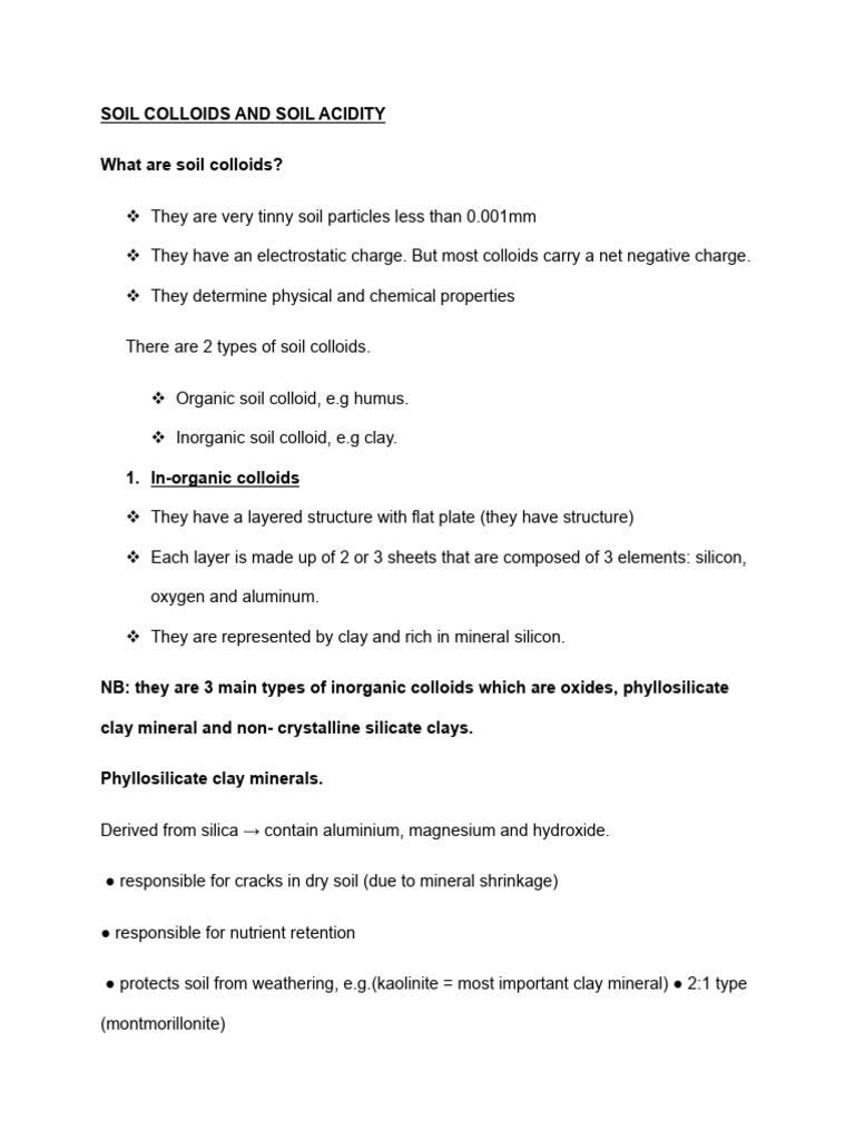 Soil Colloids and Soil Acidity | PDF | Soil | Ph