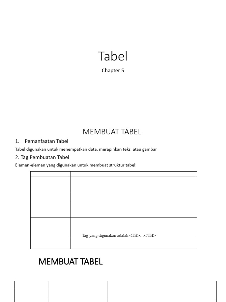 Struktur dan Tag Tabel HTML | PDF