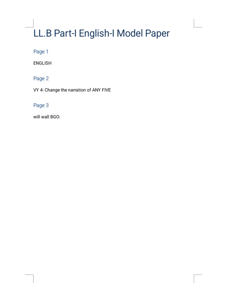 LLB English I Model Paper | PDF