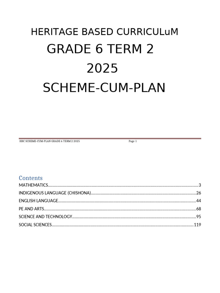 Grade 6 HBC Scheme-Cum-Plan Grade 6 Term 2 2025 | PDF | Multiplication ...
