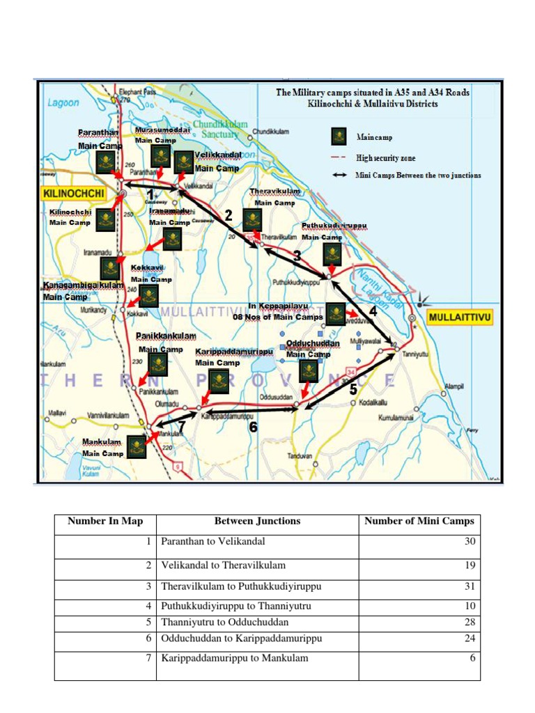 Annex II - Map of Some Military Camps in Kilinochchi and Mullaitivu | PDF