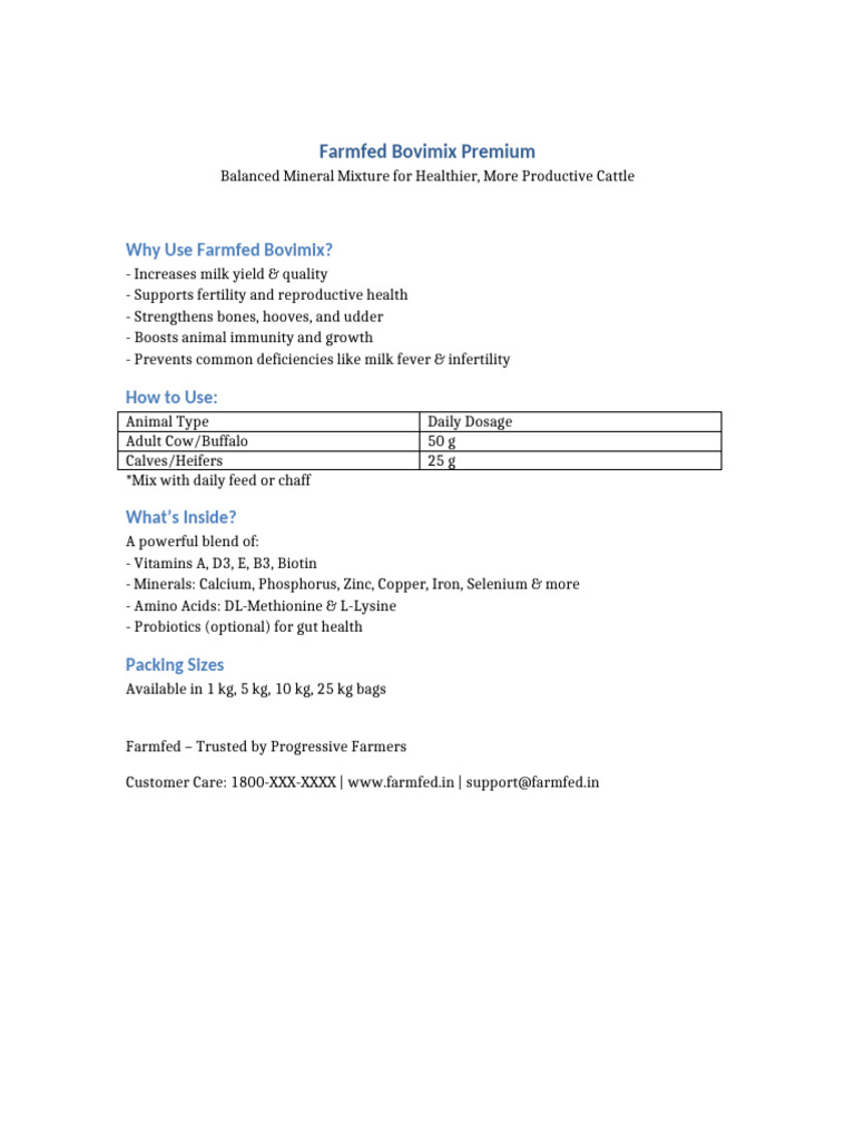 Farmfed Bovimix Brochure | PDF