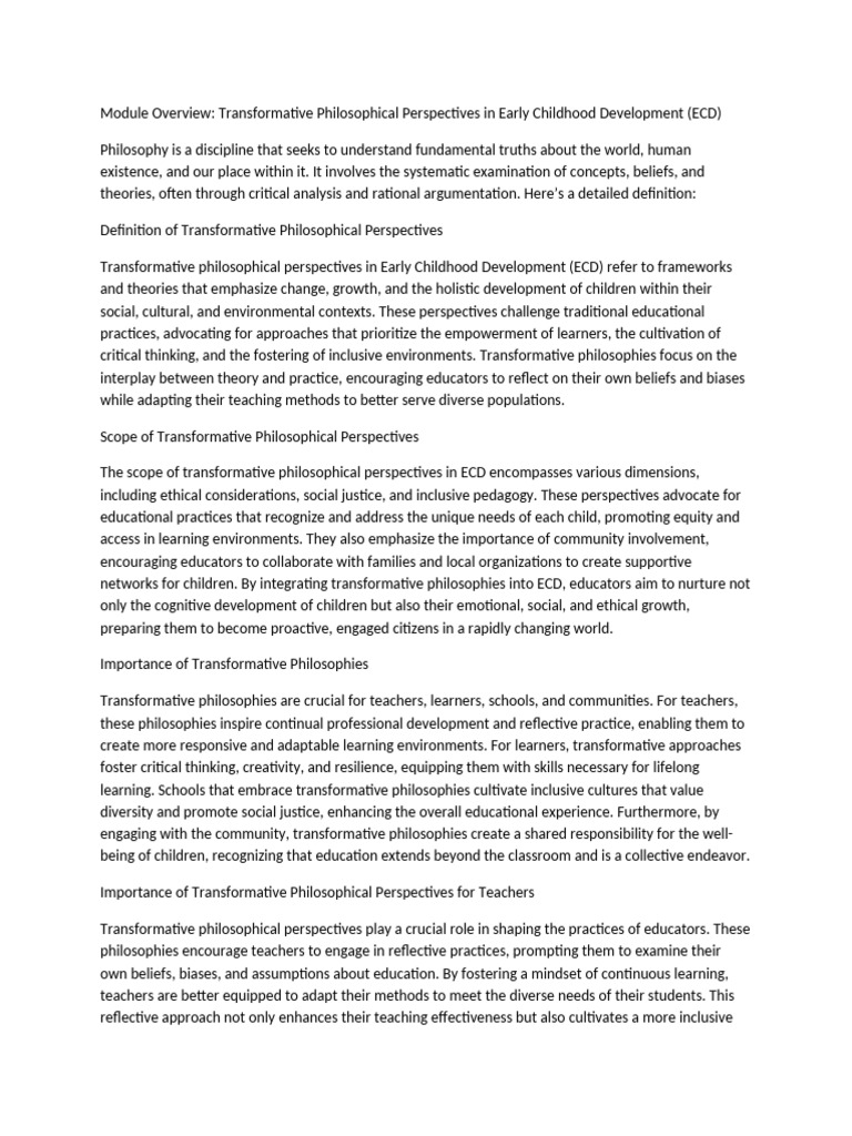 Transformative Philosophical Perspectives Notes | PDF | Epistemology ...