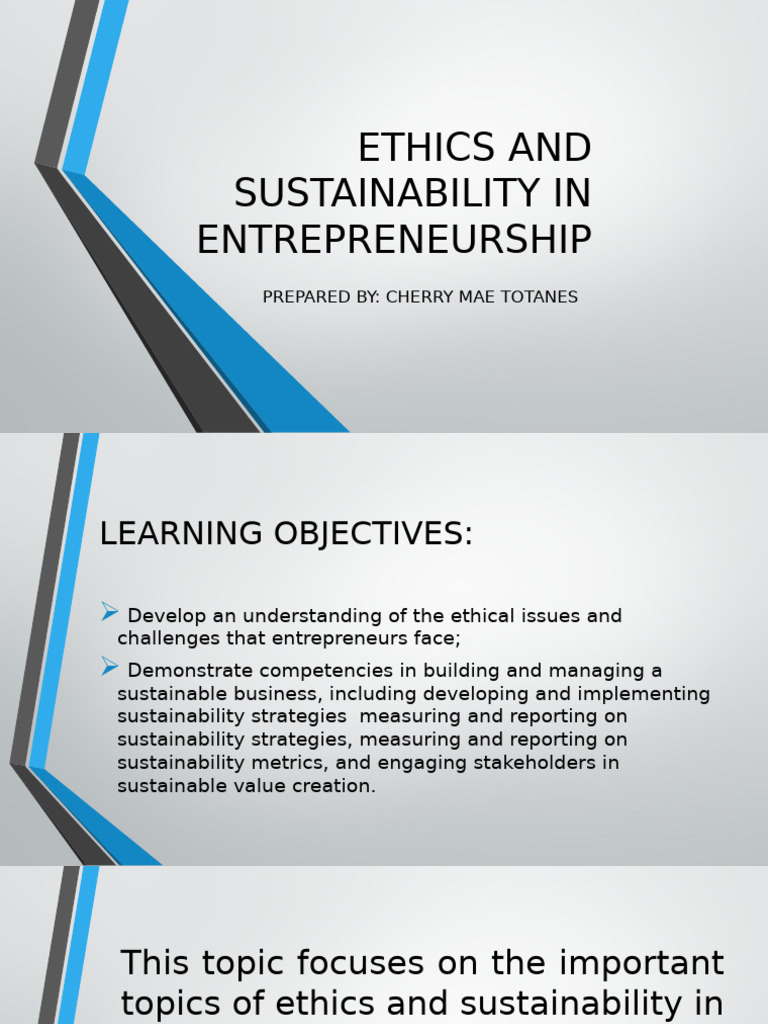 Ethics and Sustainability in Entrepreneurship Final Week 1 | PDF ...