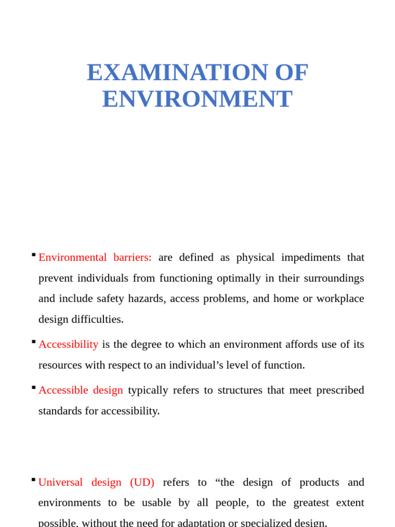 Examination of Environment | PDF | Wheelchair | Door