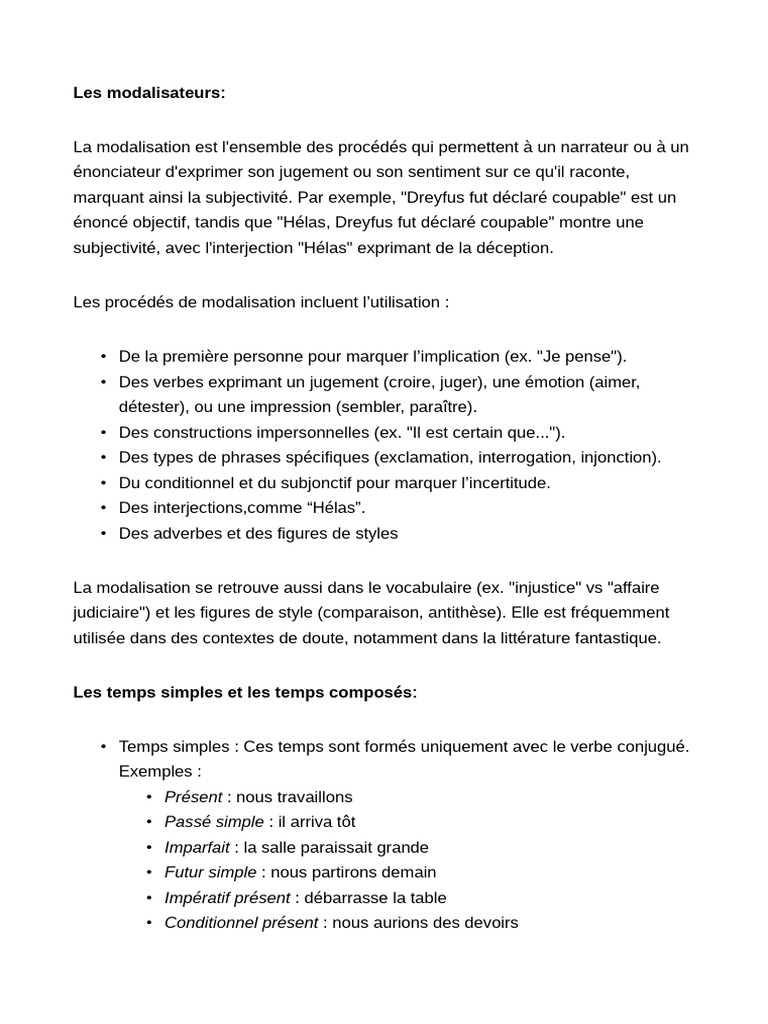 Modalisation et temps verbaux en français | PDF | Phrase | Verbe