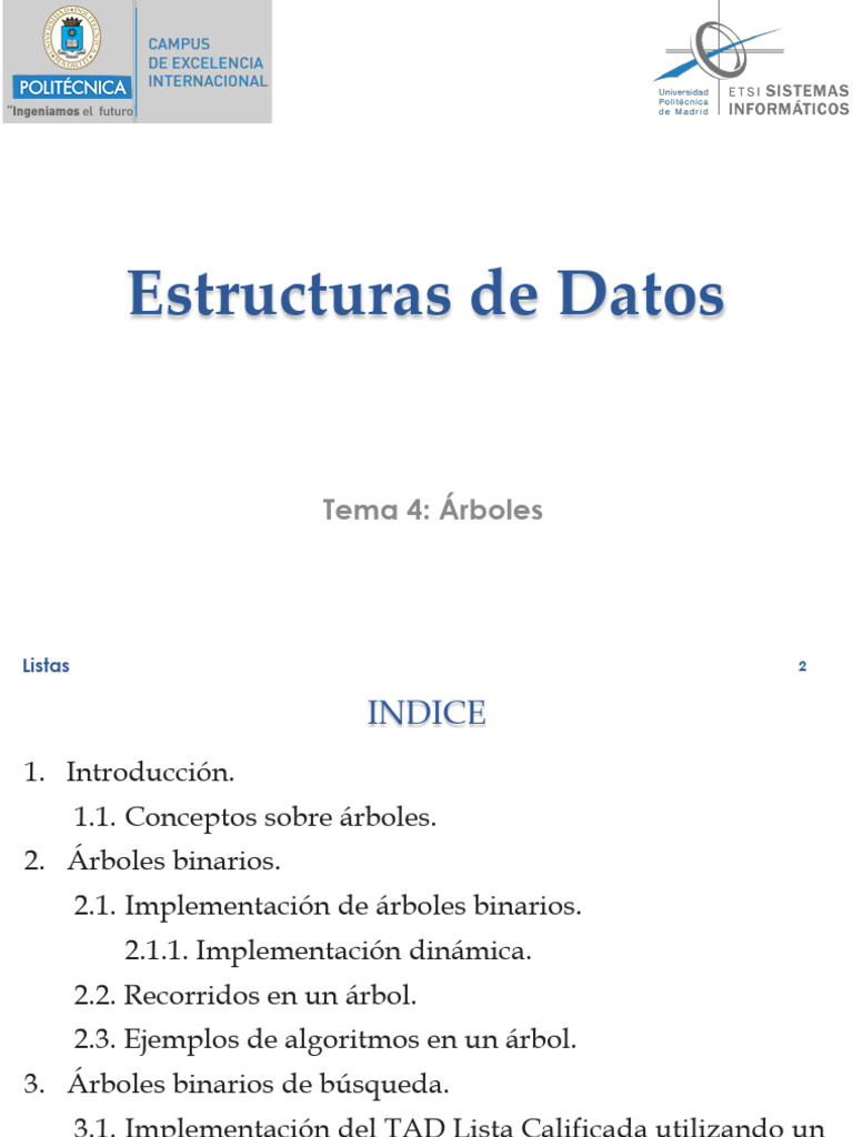 Diapositivas Estructura de Datos: Arboles (UPM ETSISI) | PDF | Algoritmos y Estructuras de Datos ...
