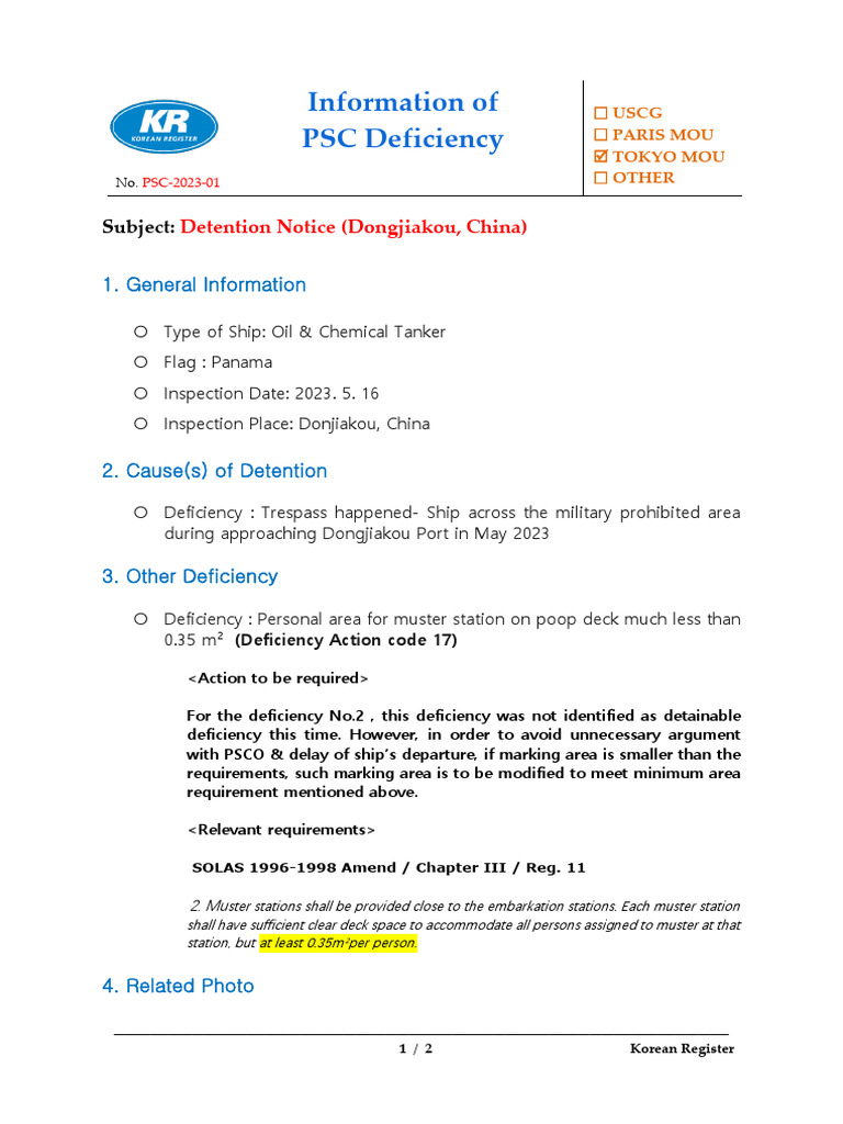 Information of PSC Detention - Re - Sending | PDF | Water Transport ...