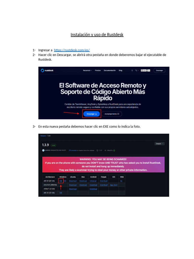 Instalacion y Uso de Rustdesk | PDF
