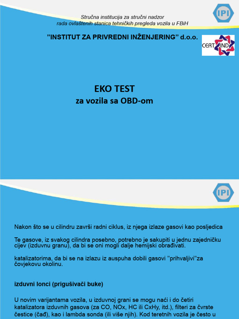 EKO TEST Za Vozila Sa OBD Om - PREDAVANJA 2014 | PDF