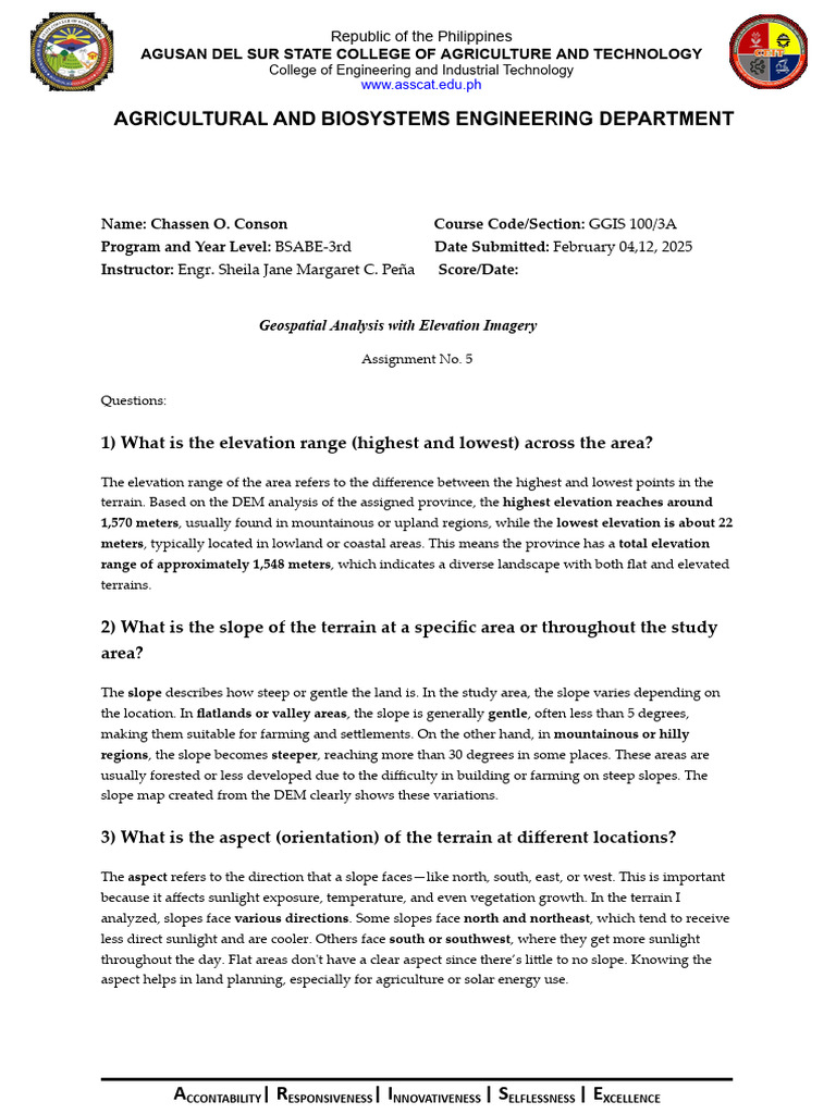 GGIS Assignment (Geospatial Analysis With Elevation Imagery) | PDF ...