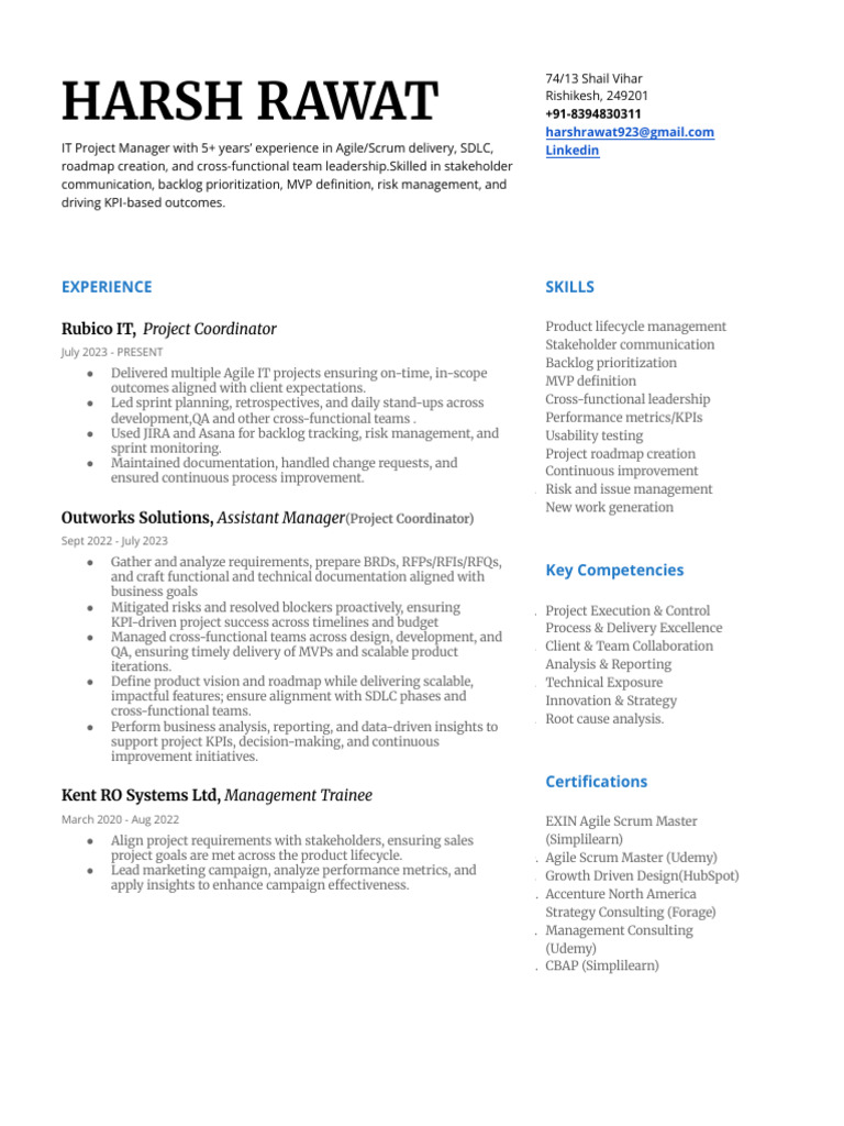IT Project Manager Profile Summary | PDF | Agile Software Development ...