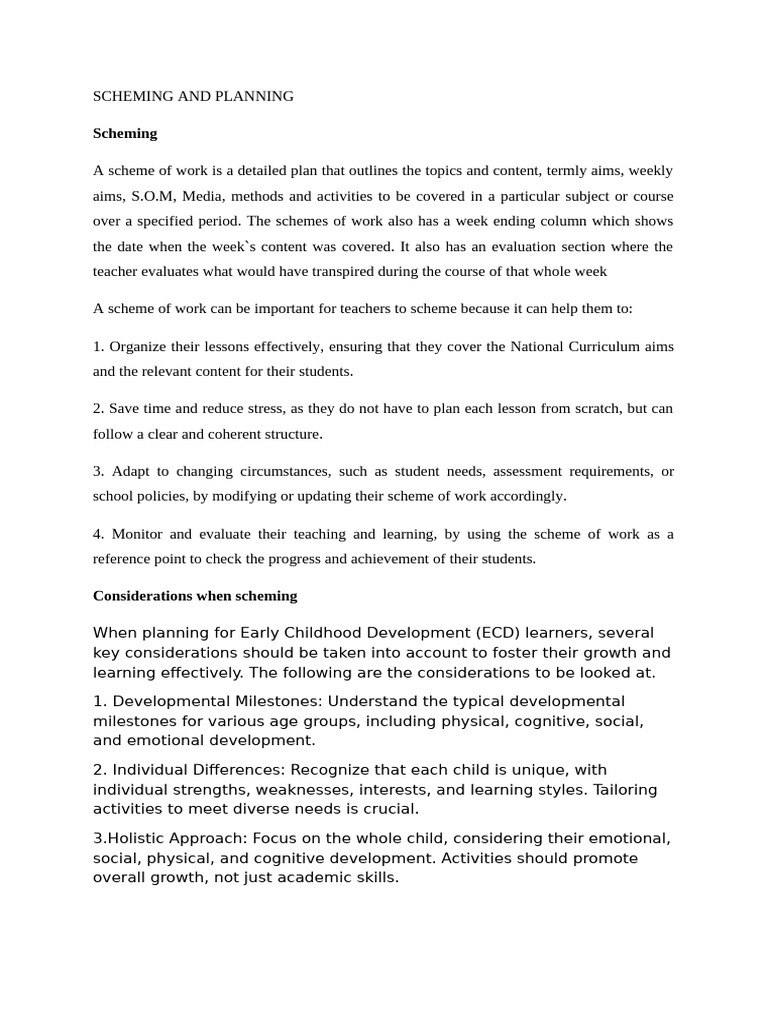Scheming and Planning Science and Technology at Ecd Level | PDF ...
