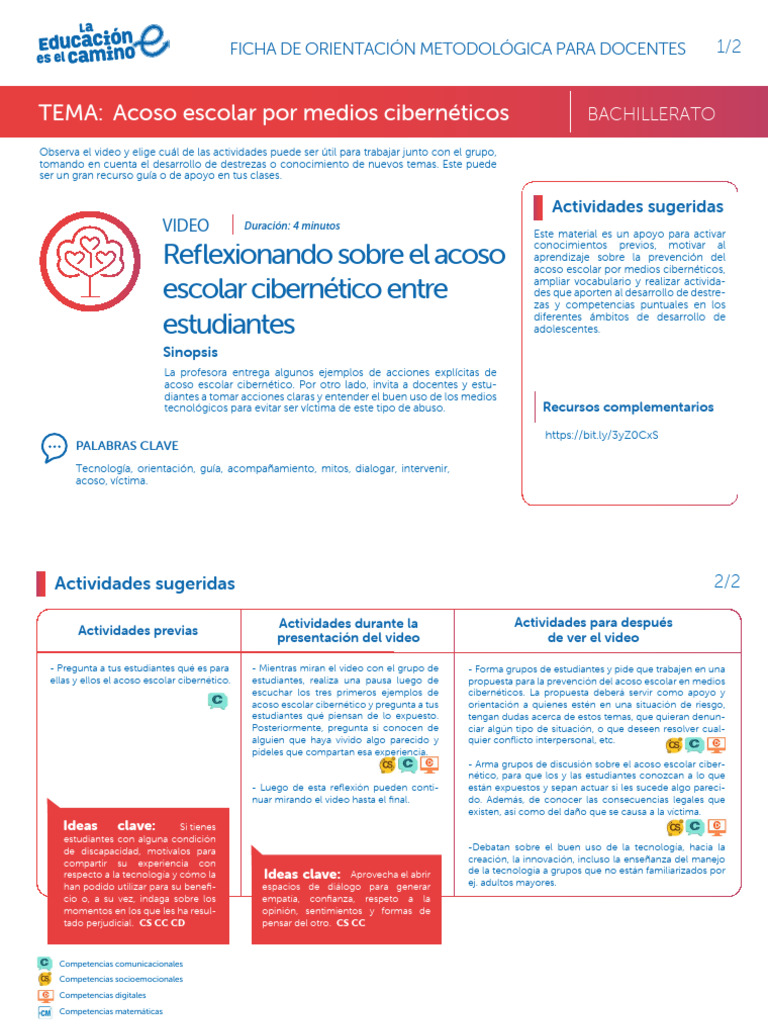 Reflexionando Sobre El Acoso Escolar Cibernético | PDF | Enseñando ...
