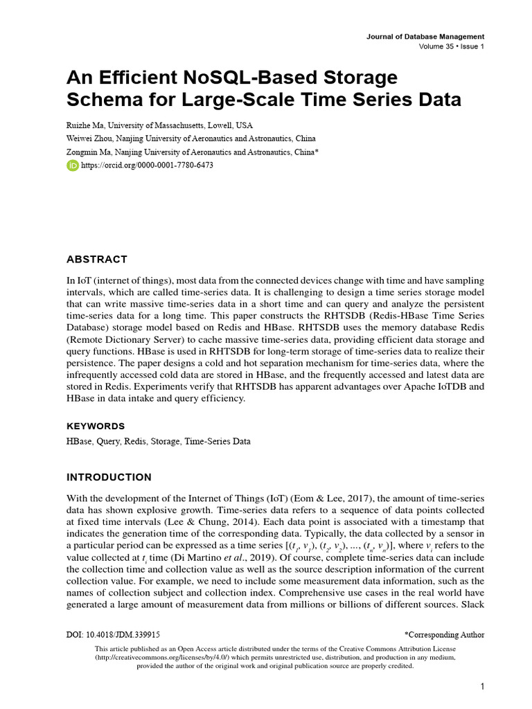 Paper 4 - An Efficient NoSQL-Based Storage Schema For Large-Scale Time Series Data | PDF ...