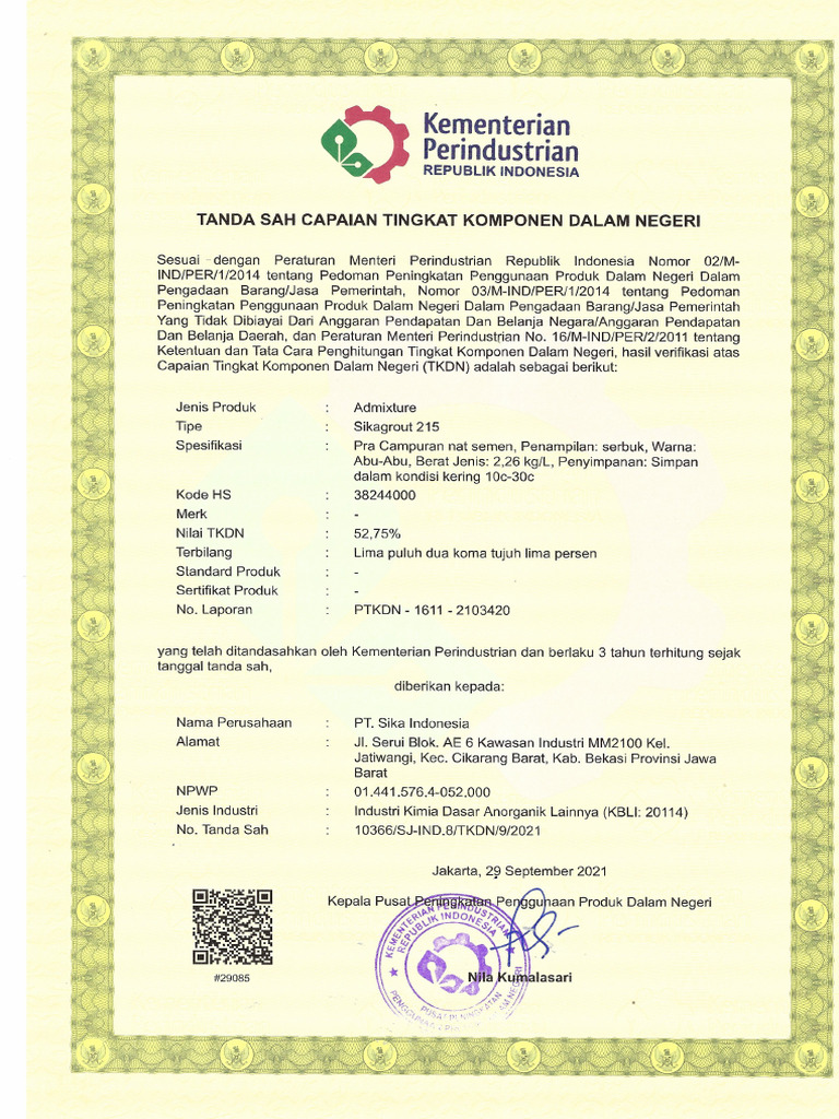 TKDN - Sikagrout 215 | PDF
