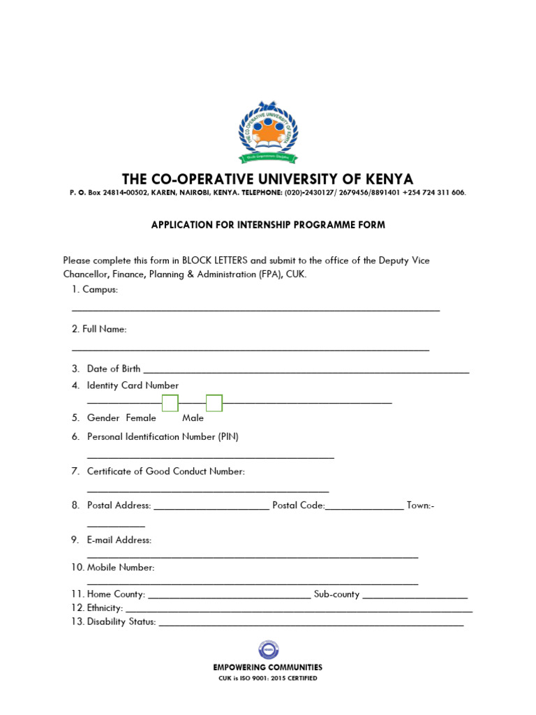 Internship Application Form | PDF