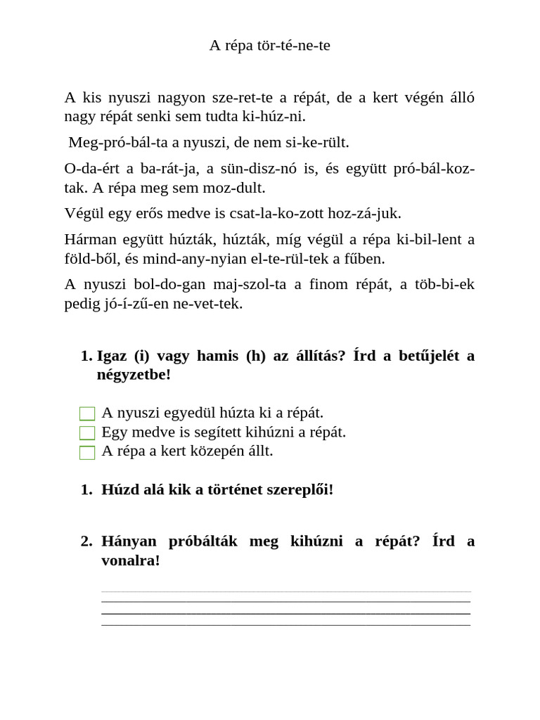 A répa története szótagolós | PDF