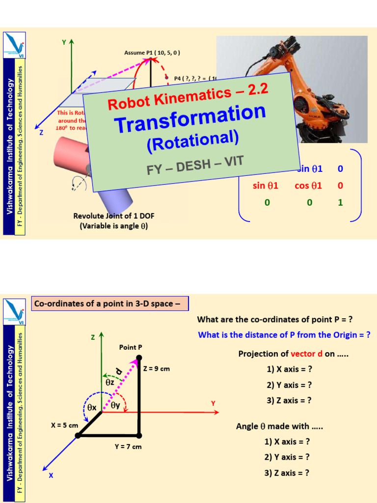 CMM - RME TH - L7 - Robot Kinematics 2 | PDF | Cartesian Coordinate ...