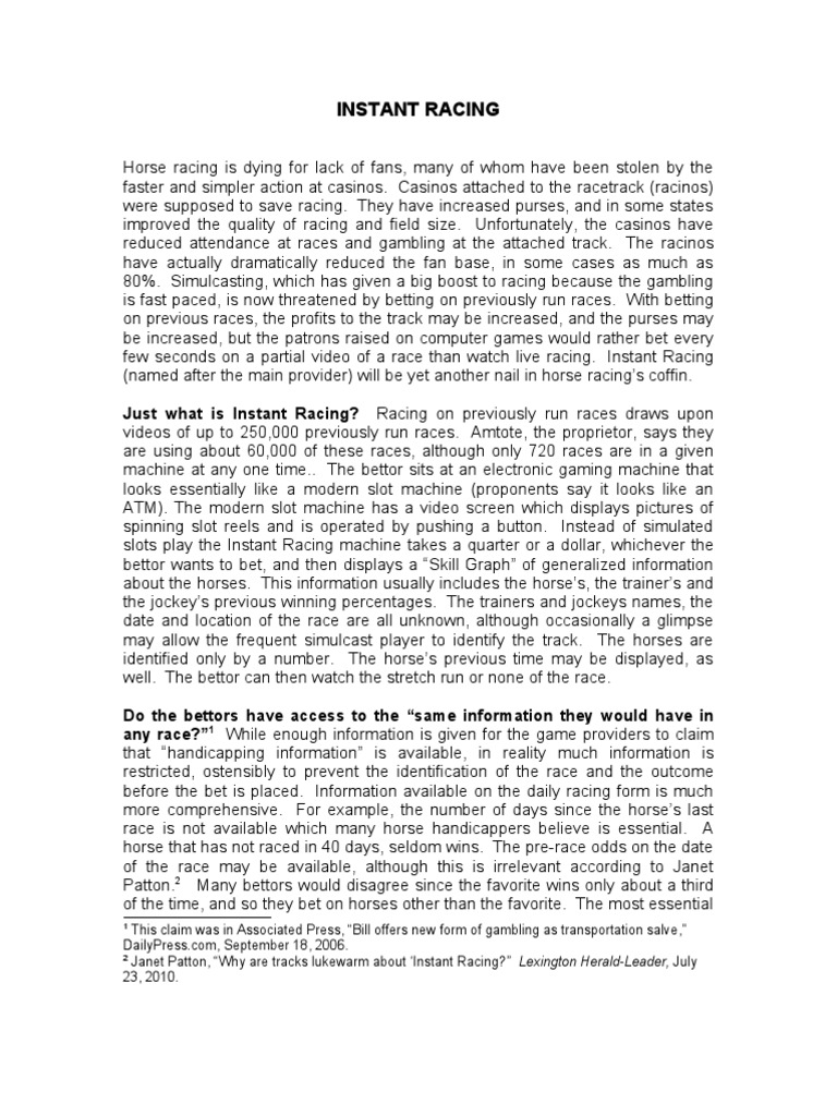 Instant Racing: Just What Is Instant Racing? Racing On Previously Run ...