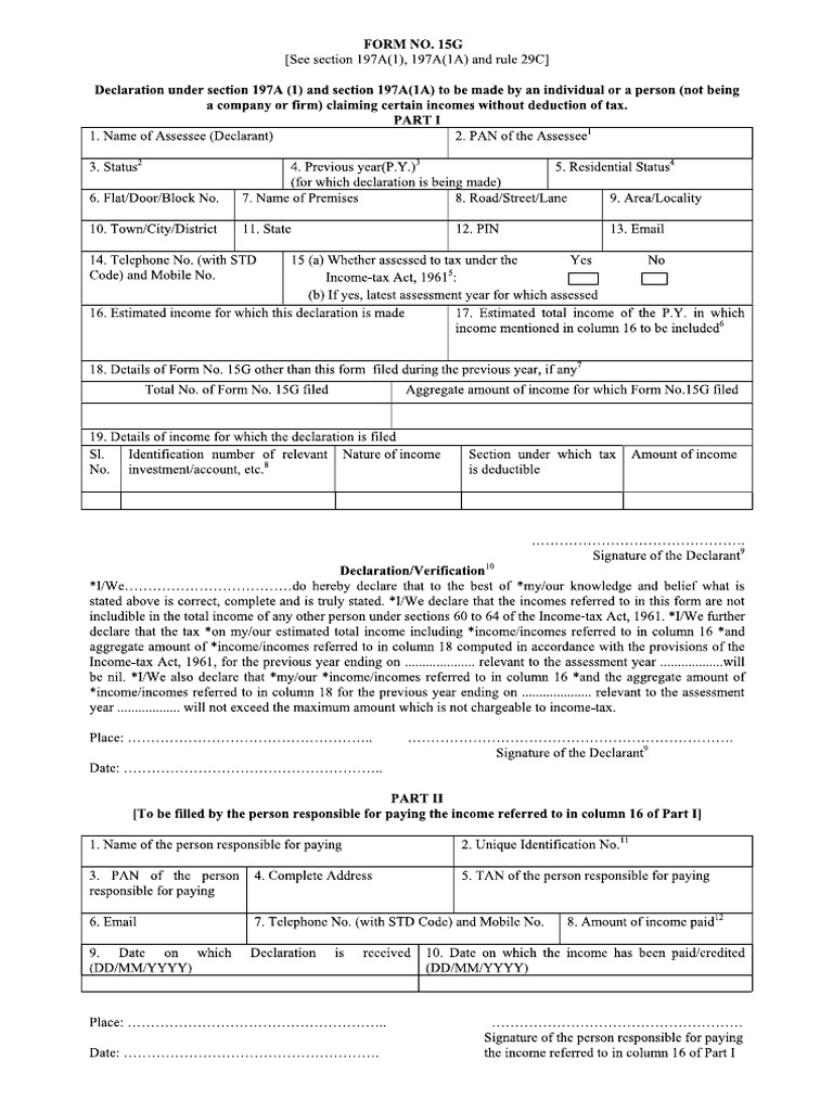 Form 15 G | PDF