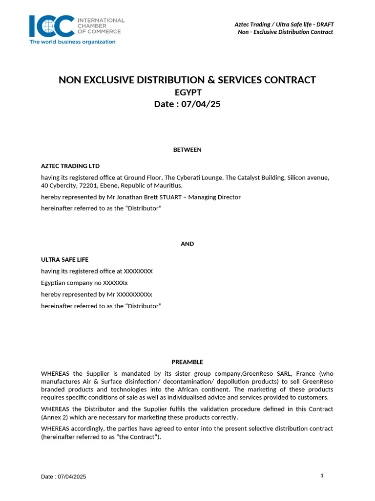 EGYPTE - AZTEC - Ultra Safe Life - Non Exclusive - 070425 | PDF | Breach Of Contract | Business Law