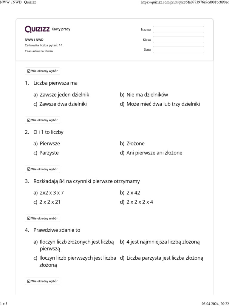 Kartkówka Z NWW I NWD | PDF